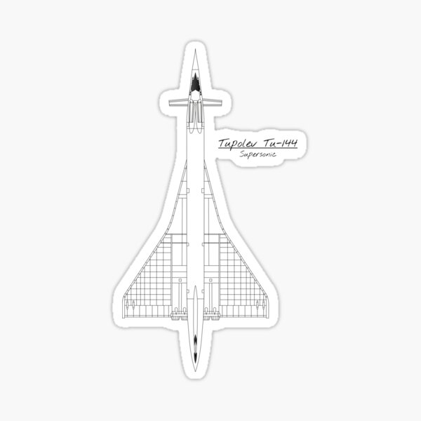 "Tupolev Tu 144 (Black Outline)" Sticker for Sale by Beardycat | Redbubble