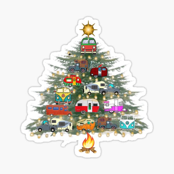 "Camper Christmas Tree Vehicles Camping RVing Trailers Gift " Sticker ...