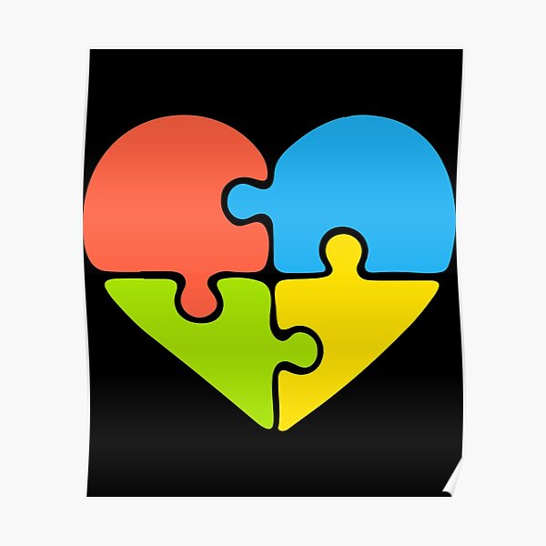 "Autism Puzzle Piece Heart - Autism Awareness Heart with Jigsaw Puzzle ...