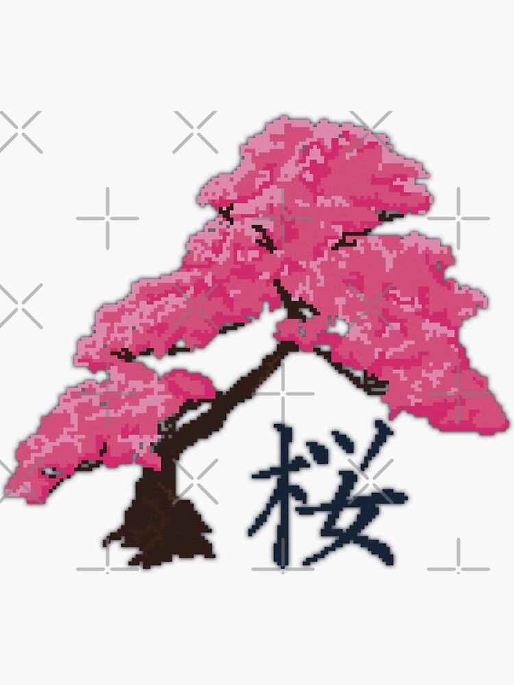 "Japanese Sakura Blossom Tree (Pixel art)" Sticker for Sale by Duyudon ...