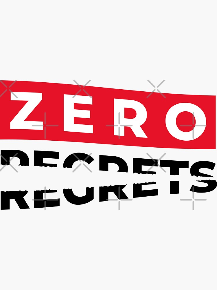 "Zero Regrets No Regrets Torn Red Logo" Sticker for Sale by PluckySquid ...