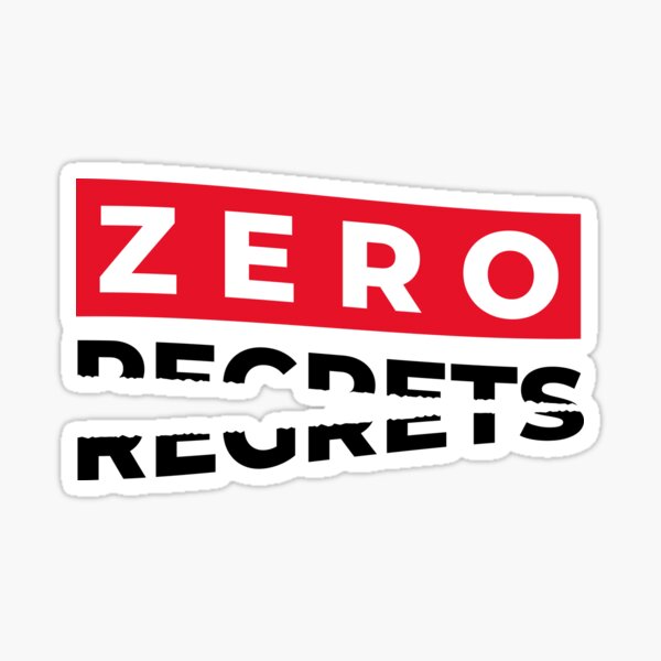 "Zero Regrets No Regrets Torn Red Logo" Sticker by PluckySquid | Redbubble