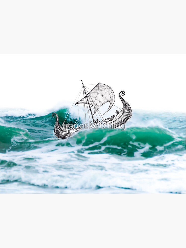 "Viking Ship in a Storm" Art Print by gonesketching | Redbubble
