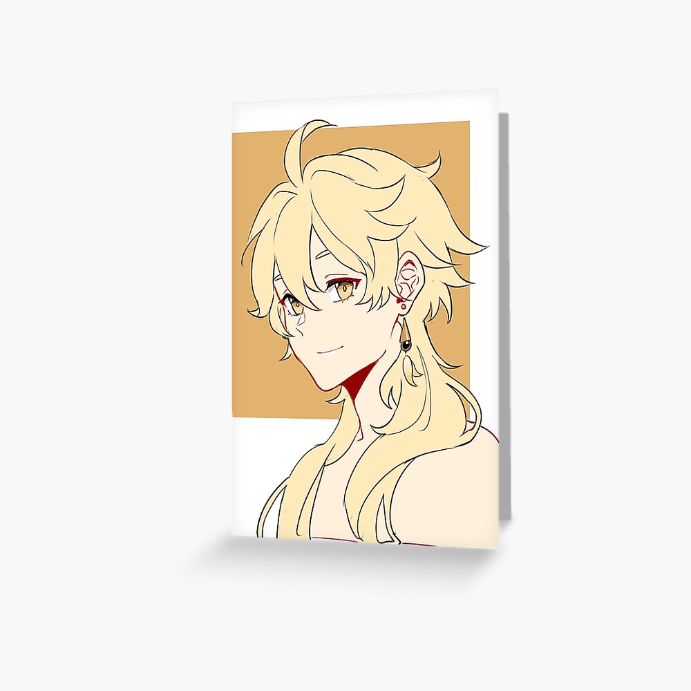 "Genshin Impact - Aether Long Hair with Background" Greeting Card for ...