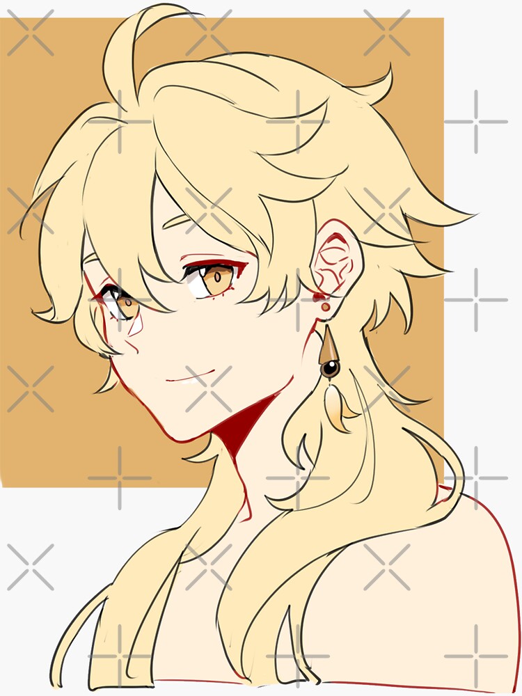 "Genshin Impact - Aether Long Hair with Background" Sticker for Sale by ...