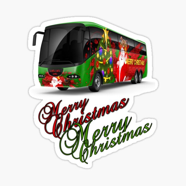 "Merry Christmas Santas Bus" Sticker for Sale by joseech | Redbubble