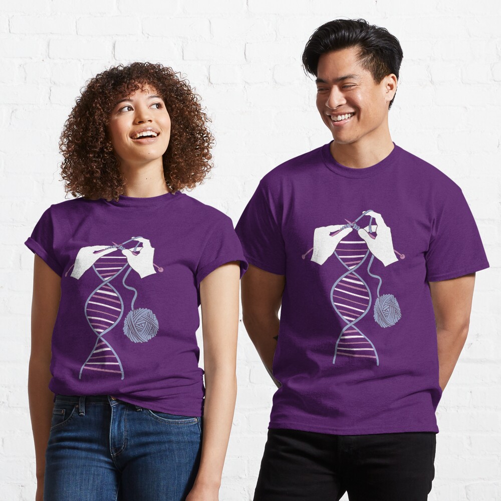 "Knitting DNA // dark purple background indigo blue and pink wool balls ...