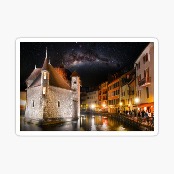 "Annecy french city by night with beautiful starry sky" Sticker for ...