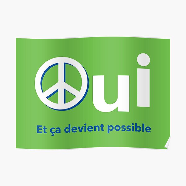"Oui Quebec Referendum 1995 green lime poster sticker with peace symbol ...