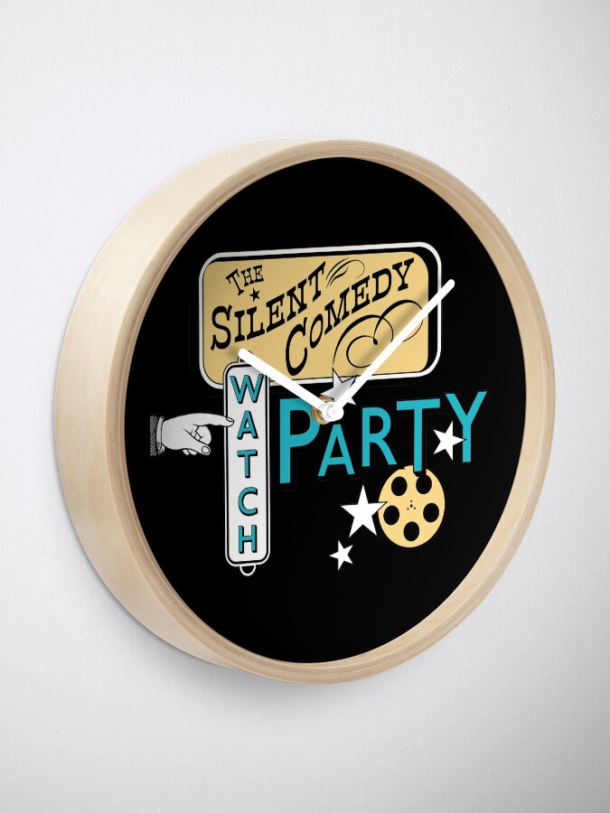 "Silent Comedy Watch Party" Clock by MarlenePopScene | Redbubble