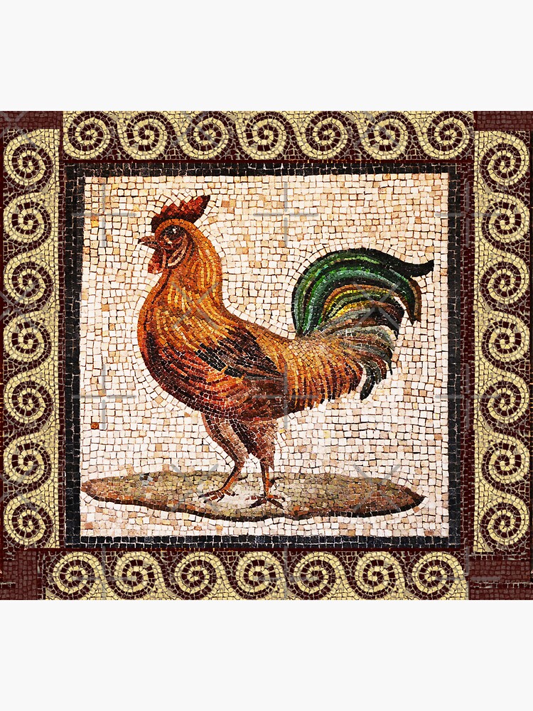 "ANTIQUE ROMAN MOSAICS , ROOSTER" Sticker for Sale by BulganLumini ...