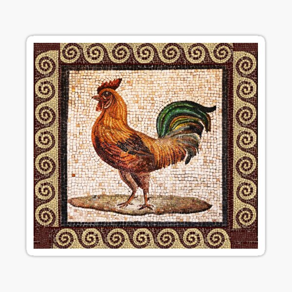"ANTIQUE ROMAN MOSAICS , ROOSTER" Sticker for Sale by BulganLumini ...