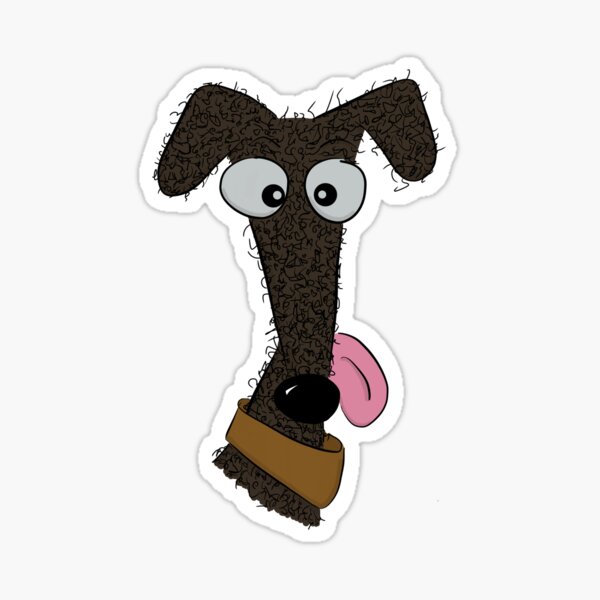 "Scruffy Chocolate, Brown, Curly Coated Lurcher" Sticker by Rustically ...