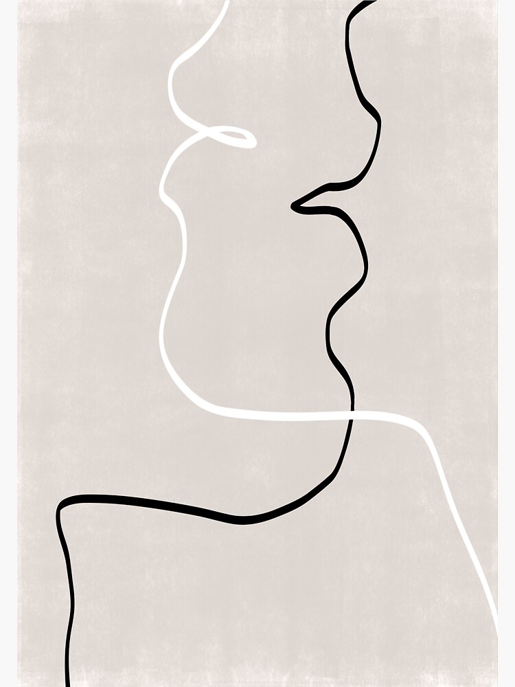 "Whisper in Beige - Couple Line Art" Sticker for Sale by TheRedFinch ...