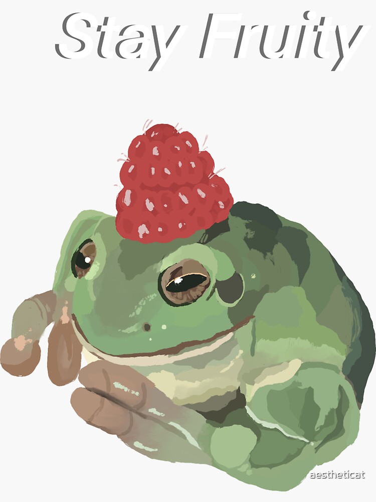"Frog with Raspberry" Sticker for Sale by aestheticat | Redbubble