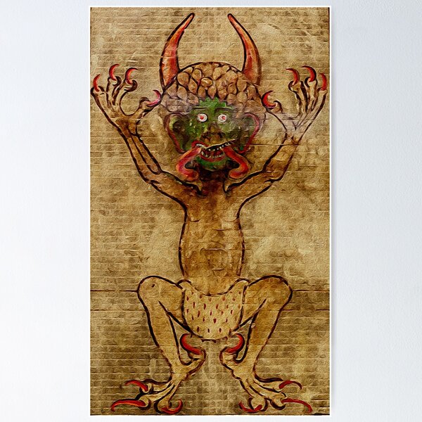 "Codex Gigas Devil (on red)" Poster for Sale by DotorEaon | Redbubble
