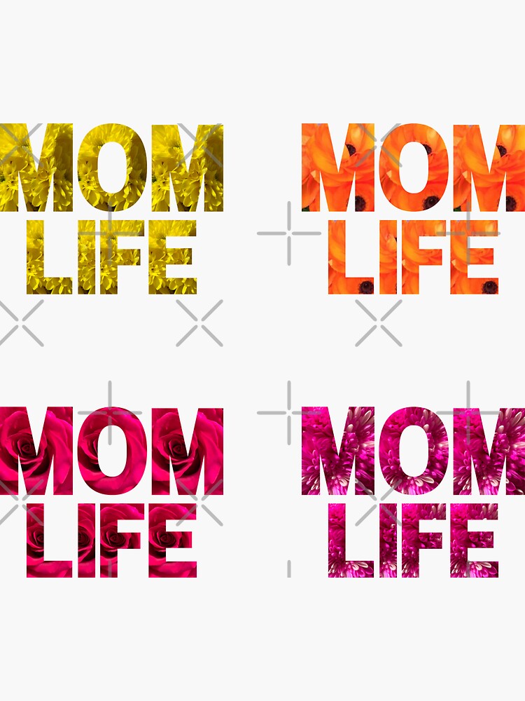 "Mom Life Pink Yellow Orange Floral Letters Sticker Pack" Sticker for ...