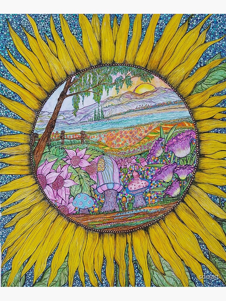 ""Sunny Daze", full color illustration in a magical, psychedelic style ...