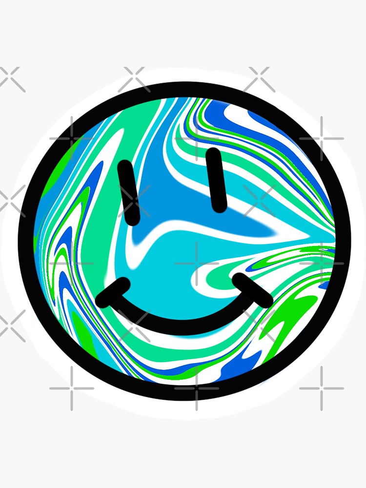 "Blue-Green Marble Smiley Face " Sticker by ModernChic | Redbubble