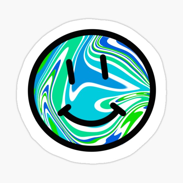 "Blue-Green Marble Smiley Face " Sticker by ModernChic | Redbubble