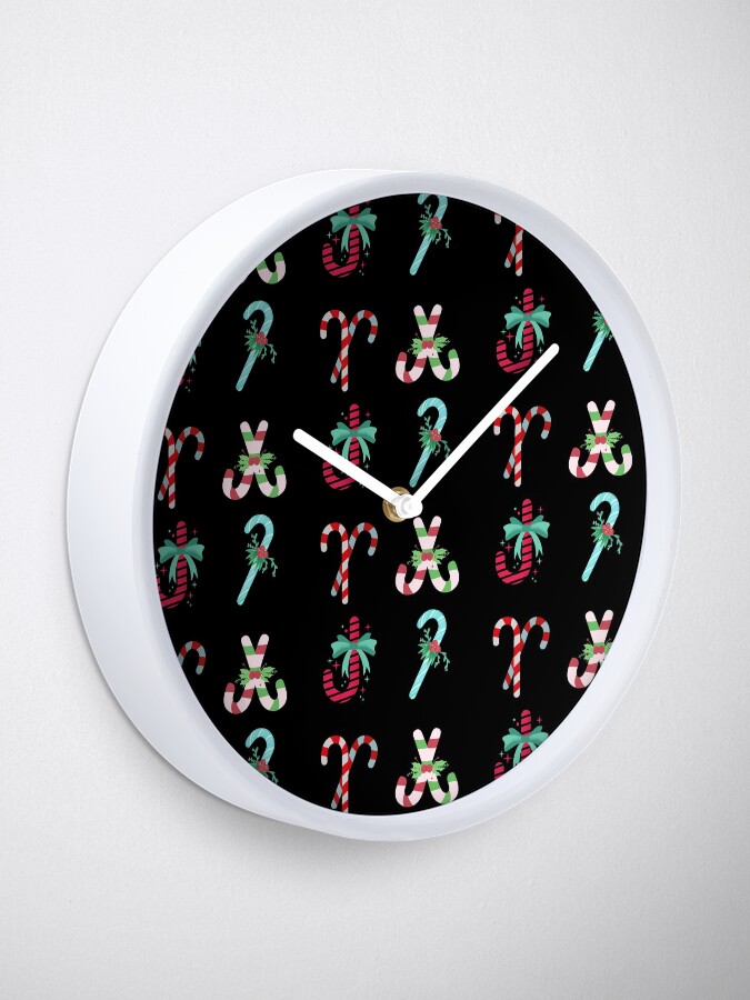 Christmas Candy Canes With Ribbons and Cherries Sticker Pack Clock sold ...