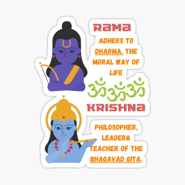 "Hindu gods Lord Rama & Lord Krishna" Sticker by RedEyeJedi86 | Redbubble