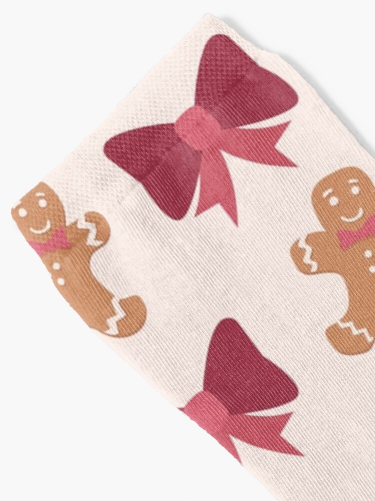 "Gingerbread Man and Red Bow Pattern - Holiday Pattern" Socks for Sale ...