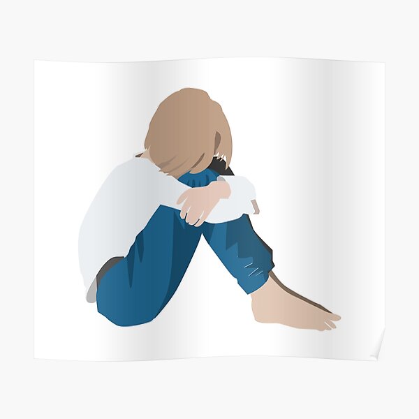 "Watercolor heartbreak sad sitting crying girl" Poster by ...