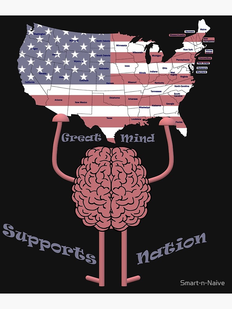 Póster «Great Mind Apoya a la Nación - Brain Holding Mapa de la bandera ...