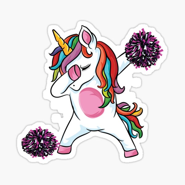 "Magical cute dabbing unicorn cheer Funny Cheerleading " Sticker for ...