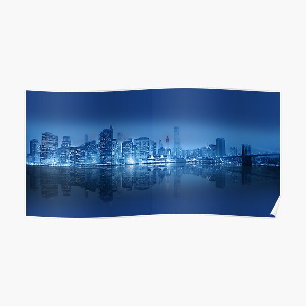 "Neon Blue Cyber City New York" Poster for Sale by 2AcesDesign | Redbubble