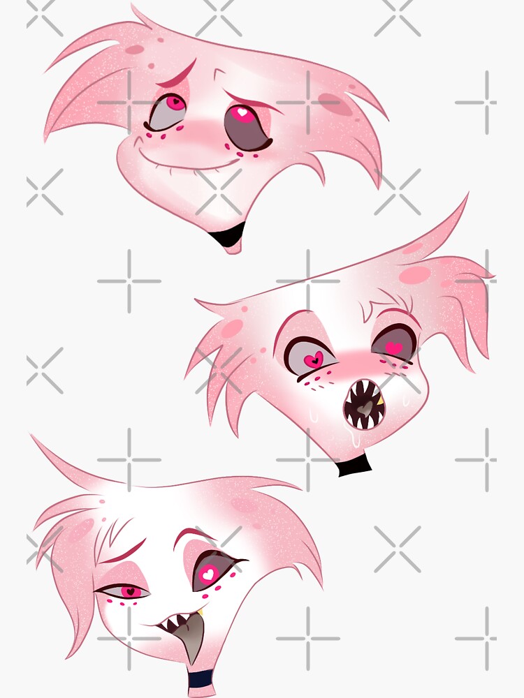 "(WHITE)Angel Dust expressions hazbin hotel" Sticker for Sale by ...
