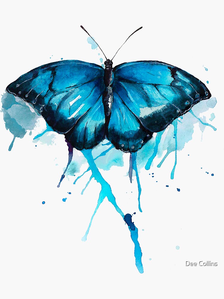 "Blue drip butterfly " Sticker for Sale by deedeedee123 | Redbubble