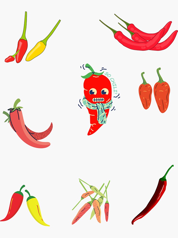 "Chili Sticker Collection" Sticker by Scubaloppy | Redbubble