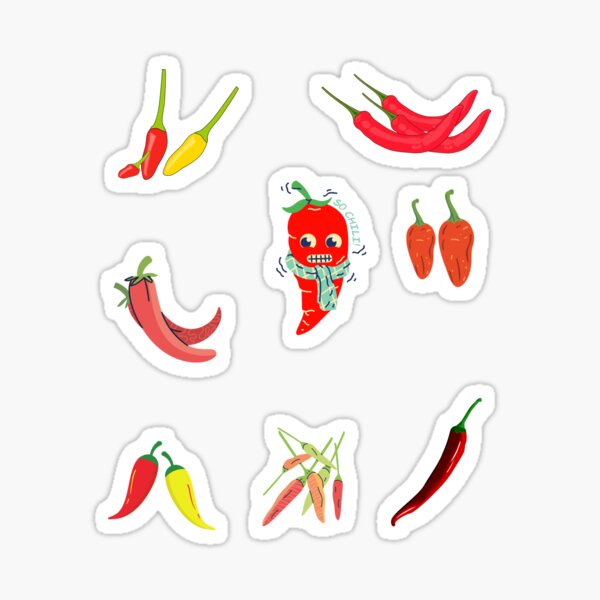 "Chili Sticker Collection" Sticker by Scubaloppy | Redbubble
