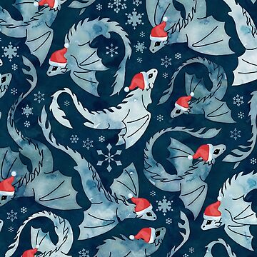 "Dragon fire dark blue Christmas snowflake" Mouse Pad for Sale by ...