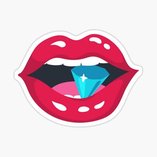 "Red lips with diamond" Sticker for Sale by Olga-Boat | Redbubble