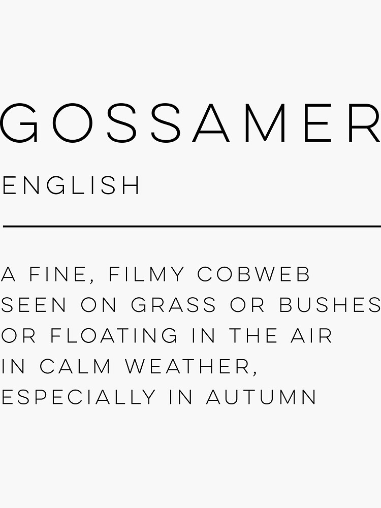 "Gossamer Definition" Sticker for Sale by wisemagpie | Redbubble