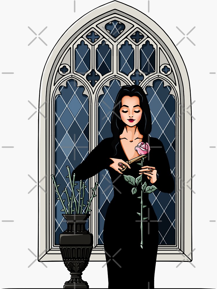 "Morticia Addams roses" Sticker for Sale by dinainbloom | Redbubble