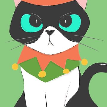 "Santa's Unimpressed Christmas Cat Elf" Art Board Print for Sale by ...