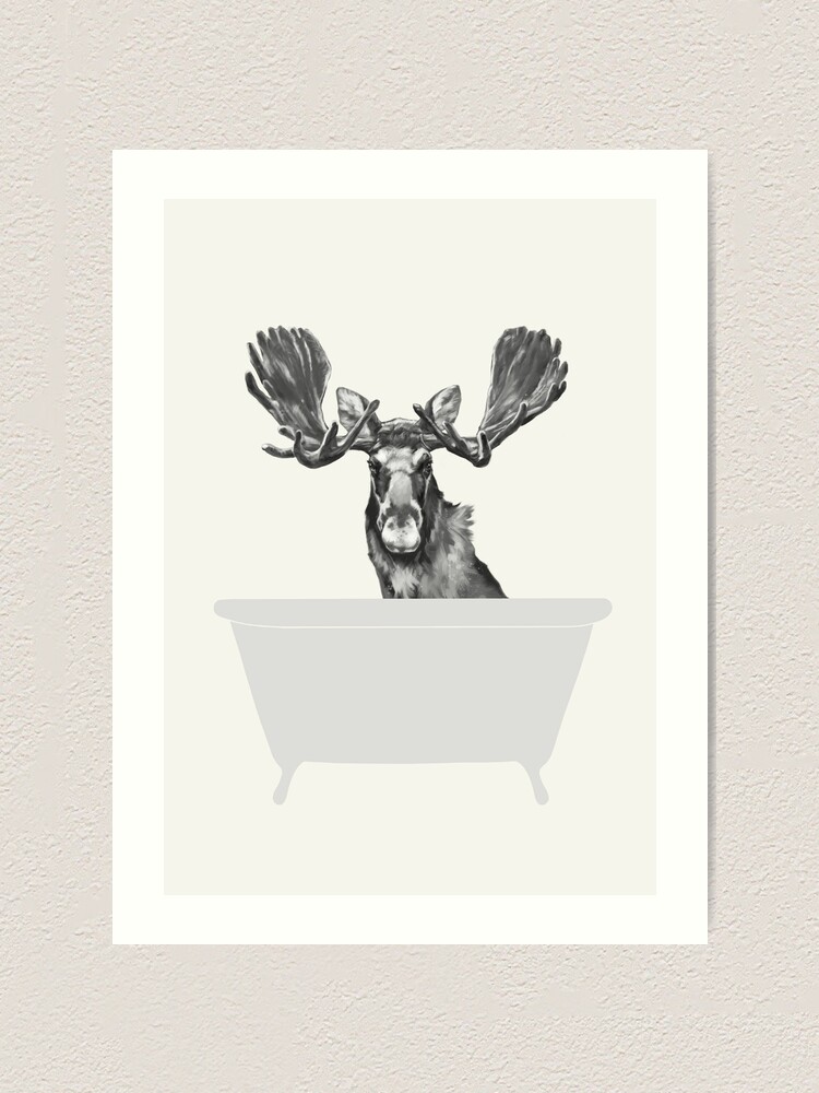 "Vintage Moose in Bathtub" Art Print for Sale by bignosework | Redbubble