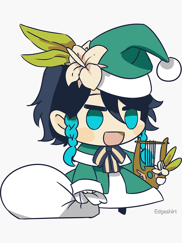 "Venti Genshin Impact Padoru" Sticker for Sale by Edgeshirt | Redbubble