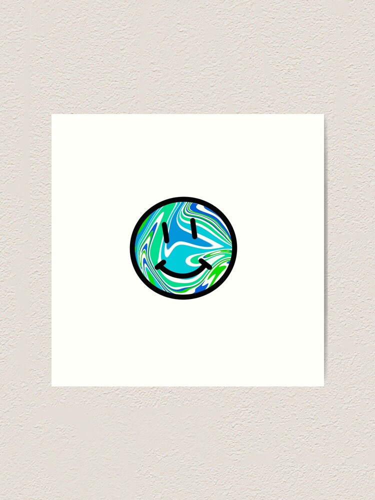 "Blue-Green Marble Smiley Face " Art Print by ModernChic | Redbubble