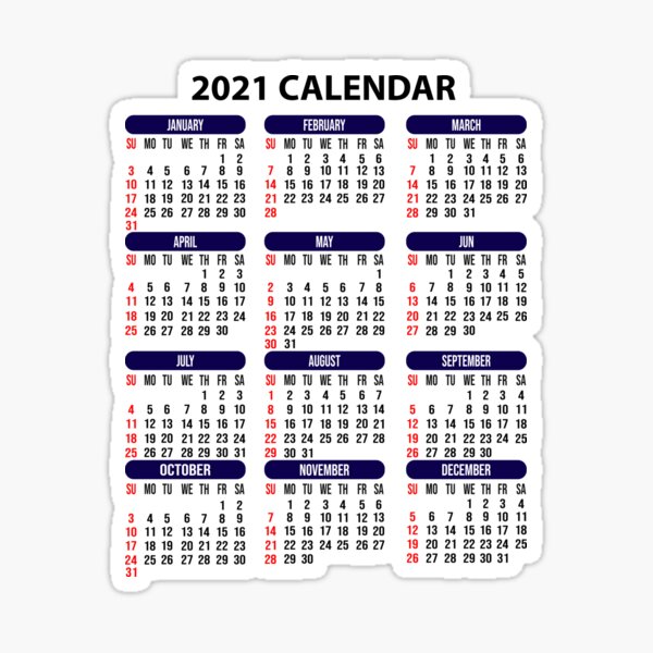 "THE CALENDAR OF 2021" Sticker for Sale by Bakhrombek | Redbubble