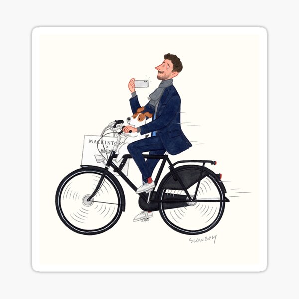 "Man on bicycle illustration Mr.slow boy" Sticker for Sale by Sakketou ...