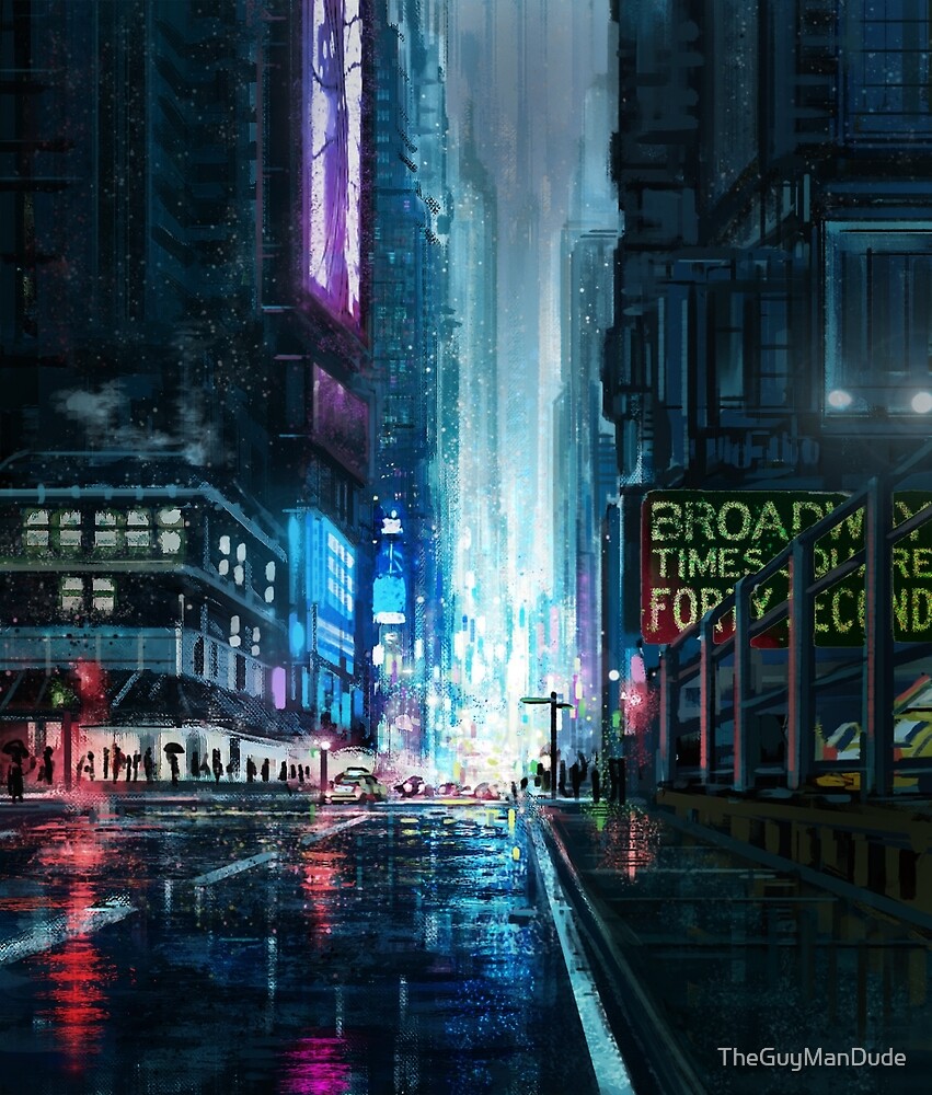 "New york, rainy cityscape at night" by TheGuyManDude | Redbubble