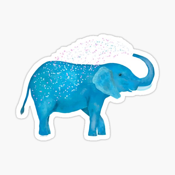 "Whimsical Happy Blue Elephant " Sticker for Sale by OstarasAttic ...
