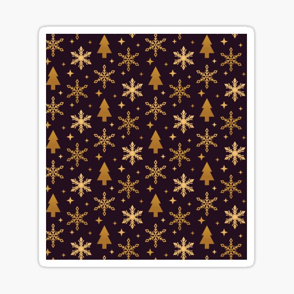 "Gold Christmas Tree Pattern - Gold Snowflakes" Sticker for Sale by ...