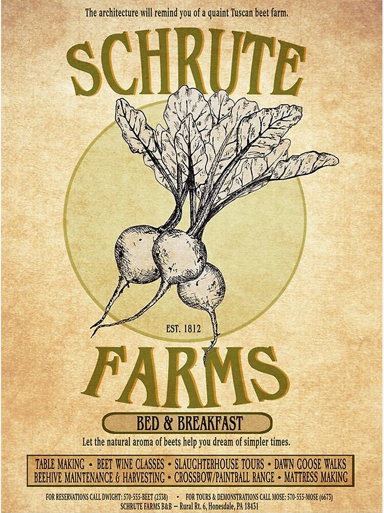 "Schrute Farms, Dwight Schrute" Poster by Flakey- | Redbubble