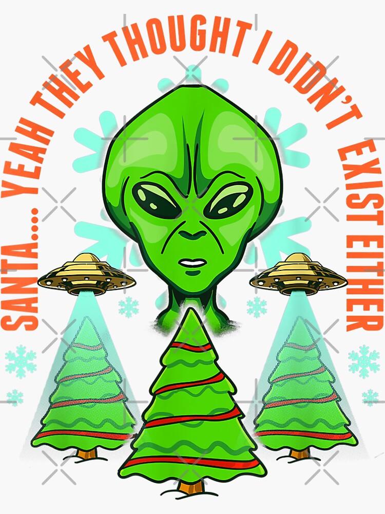 "Alien Christmas Tree UFO Tractor Beam" Sticker for Sale by qudkin ...